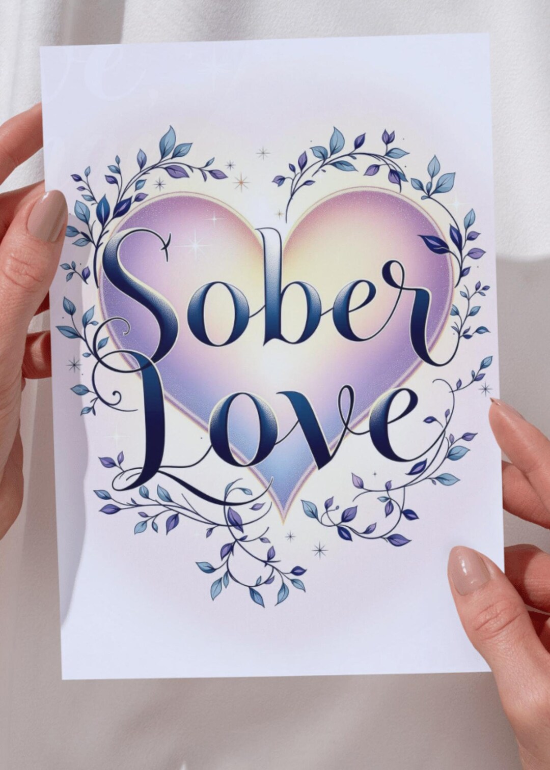 Sober Love Printable Card, Recovery Milestone Keepsake, Digital ...