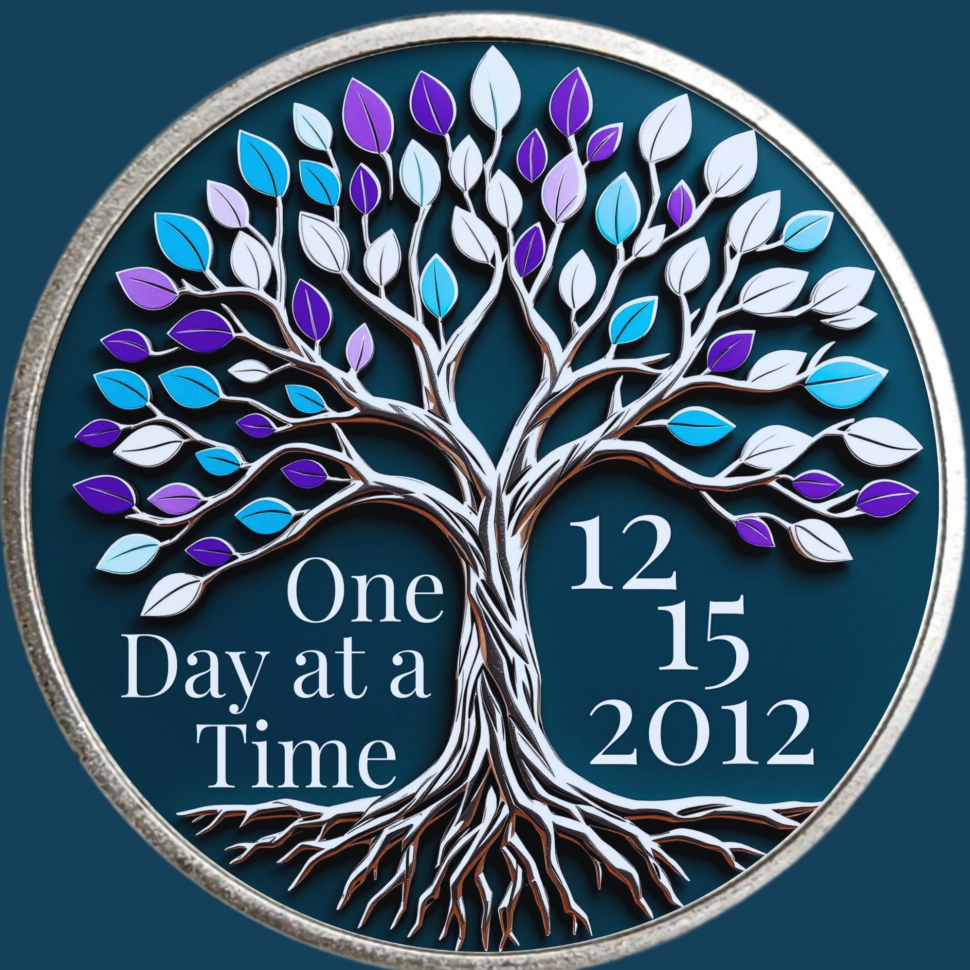 Sobriety Coin With Personalized Sober Date, One Day at A Time Recovery ...