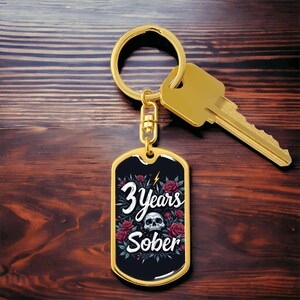 3 Years Sober Keychain - Engraved Sobriety Milestone Gift for Recovery ...