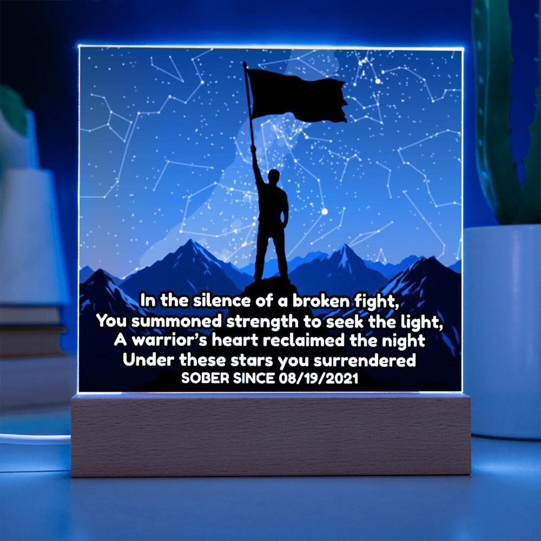 LED Sobriety Star Map Acrylic Plaque, Recovery Gift With Custom Date ...
