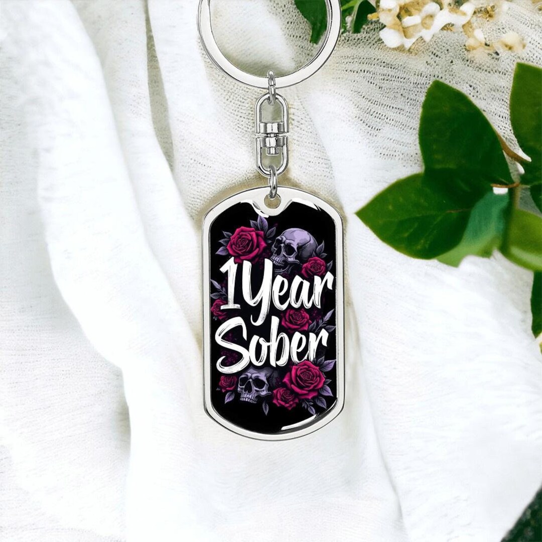 Personalized 1 Year Sober Keychain - Sobriety Milestone Gift for ...