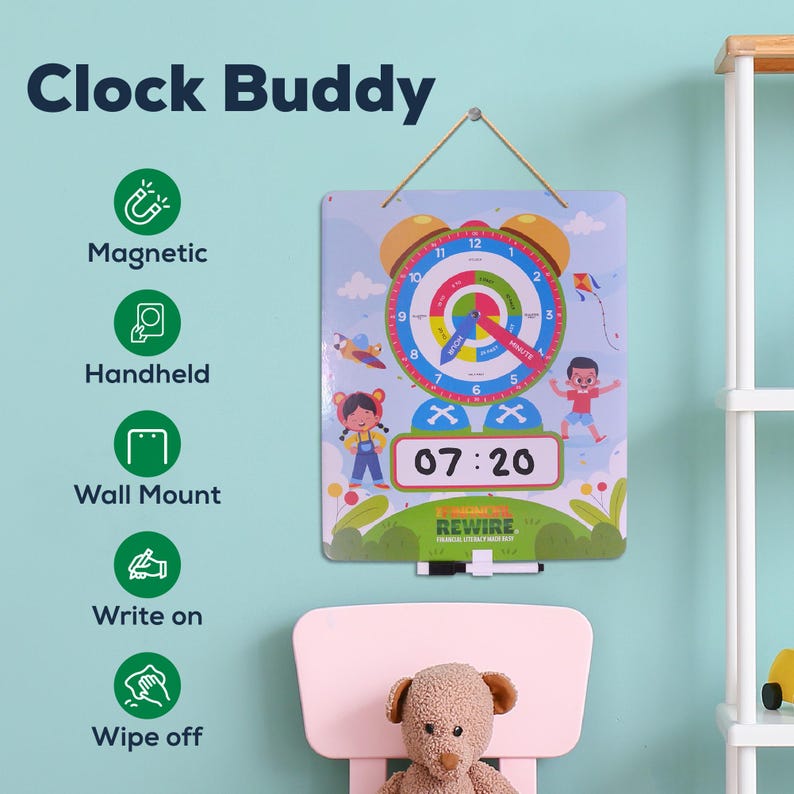 Clock Buddy – Telling Time Learning Clock for Kids | Magnetic Dry Erase ...