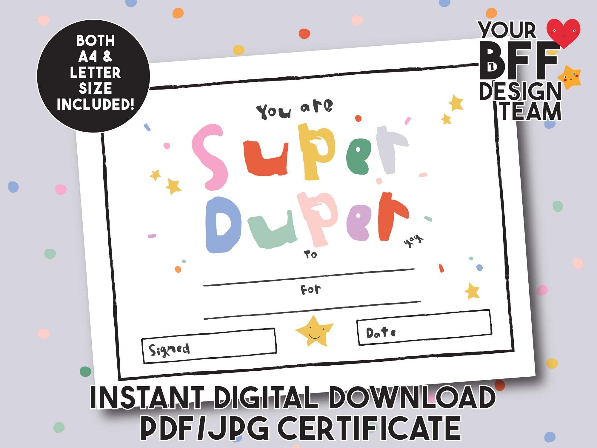 Super Duper Printable Certificate , Student Achievement Digital Award ...