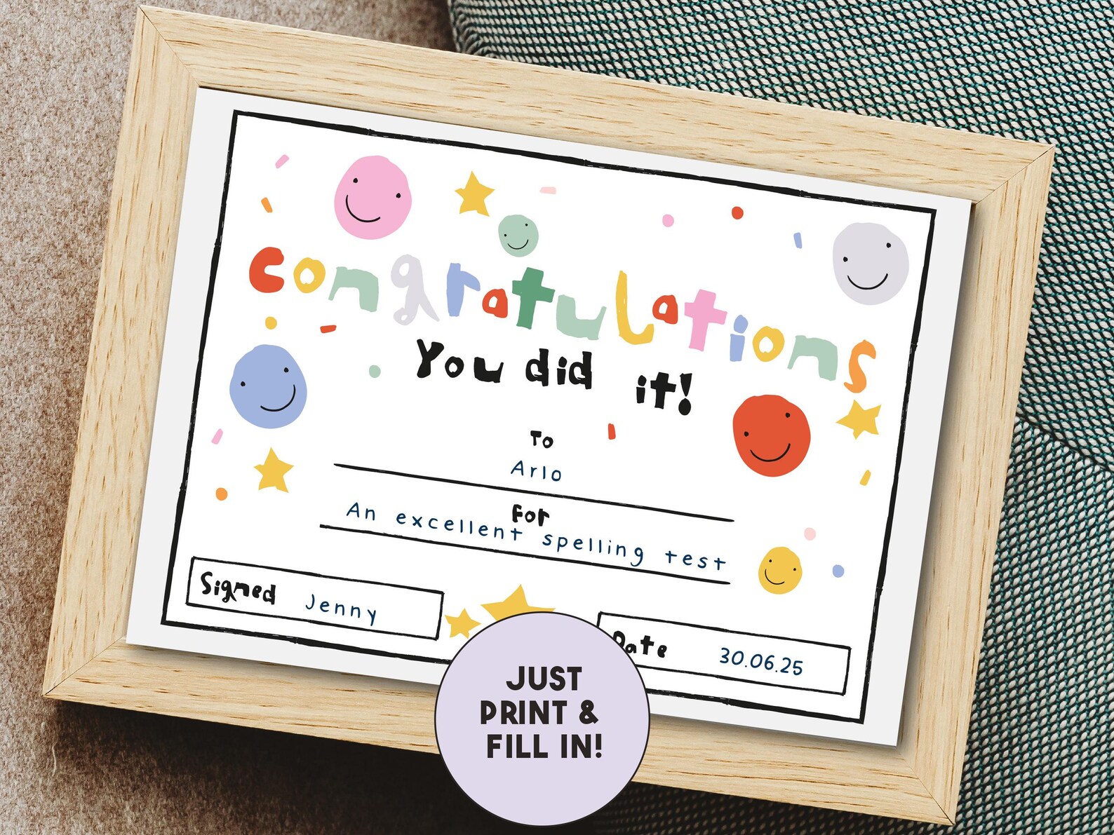 Congratulations Certificate Printable: Hand Lettered School Diploma (A4 ...