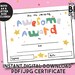 Awesome Award Printable Certificate Student Achievement - Etsy