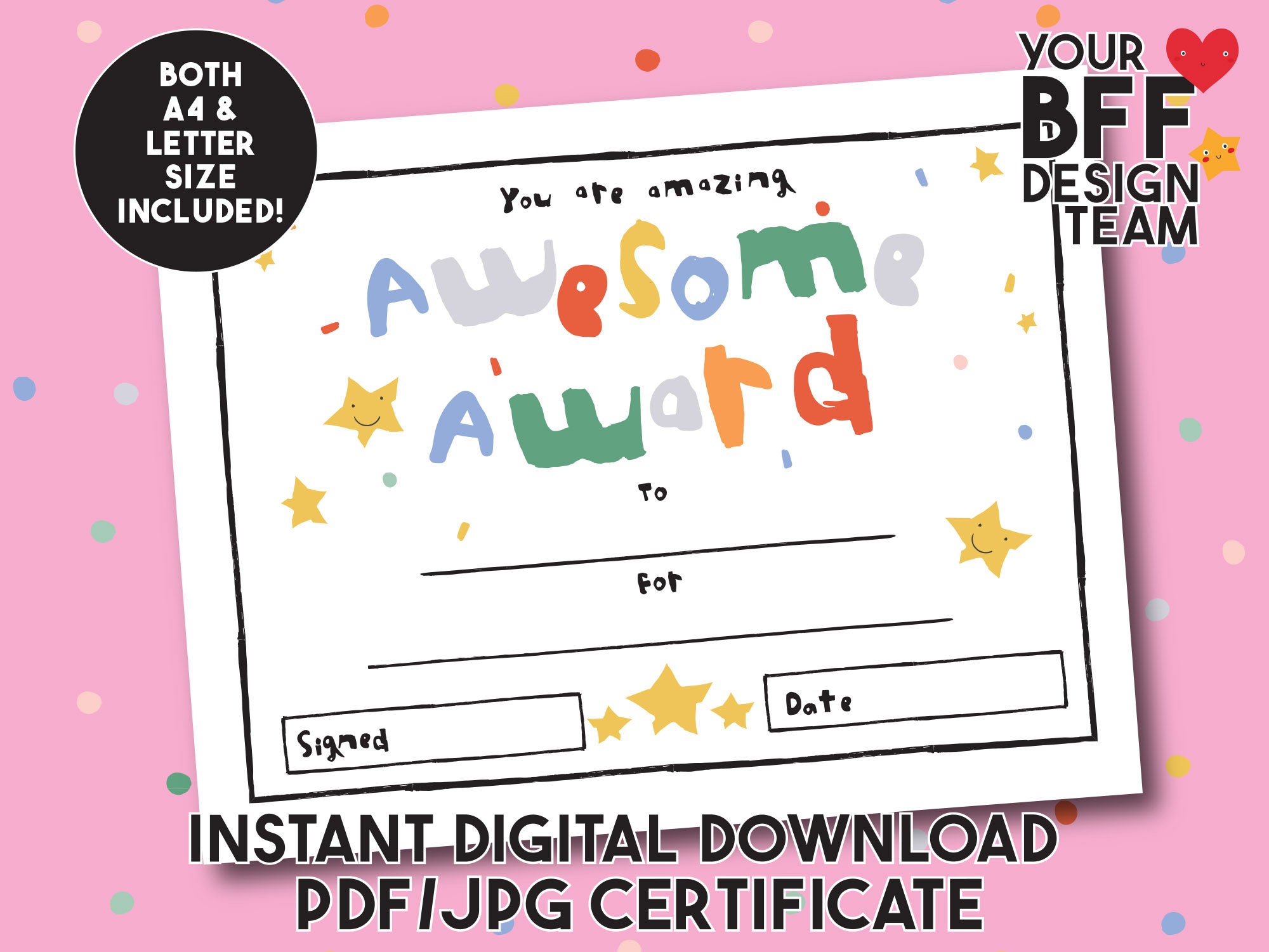 Awesome Award Printable Certificate Student Achievement - Etsy