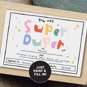 Super Duper Printable Certificate , Student Achievement Digital Award ...