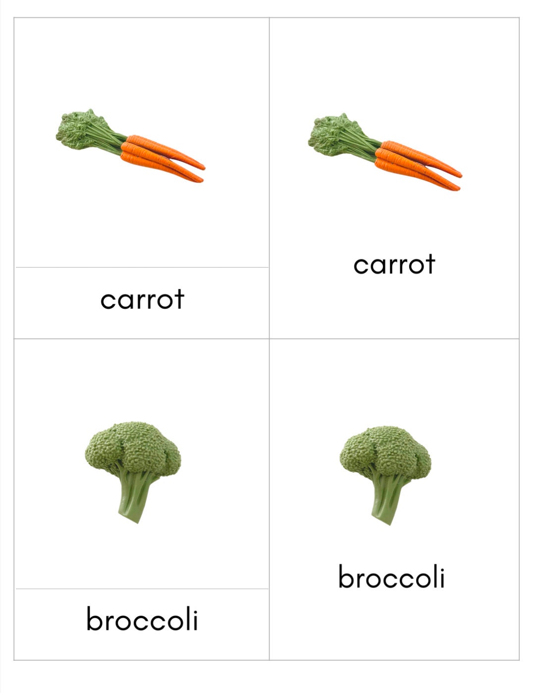 Fruits and Veggies 3-part Cards - Etsy