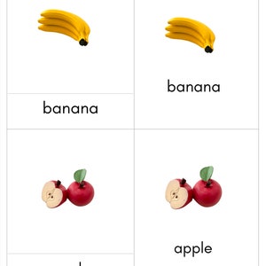 Fruits and Veggies 3-part Cards - Etsy
