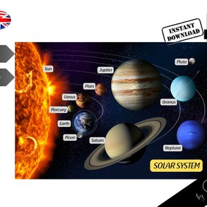 SOLAR SYSTEM BILINGUAL 26 Montessori Cards 2 Posters Flashcard Pdf ...