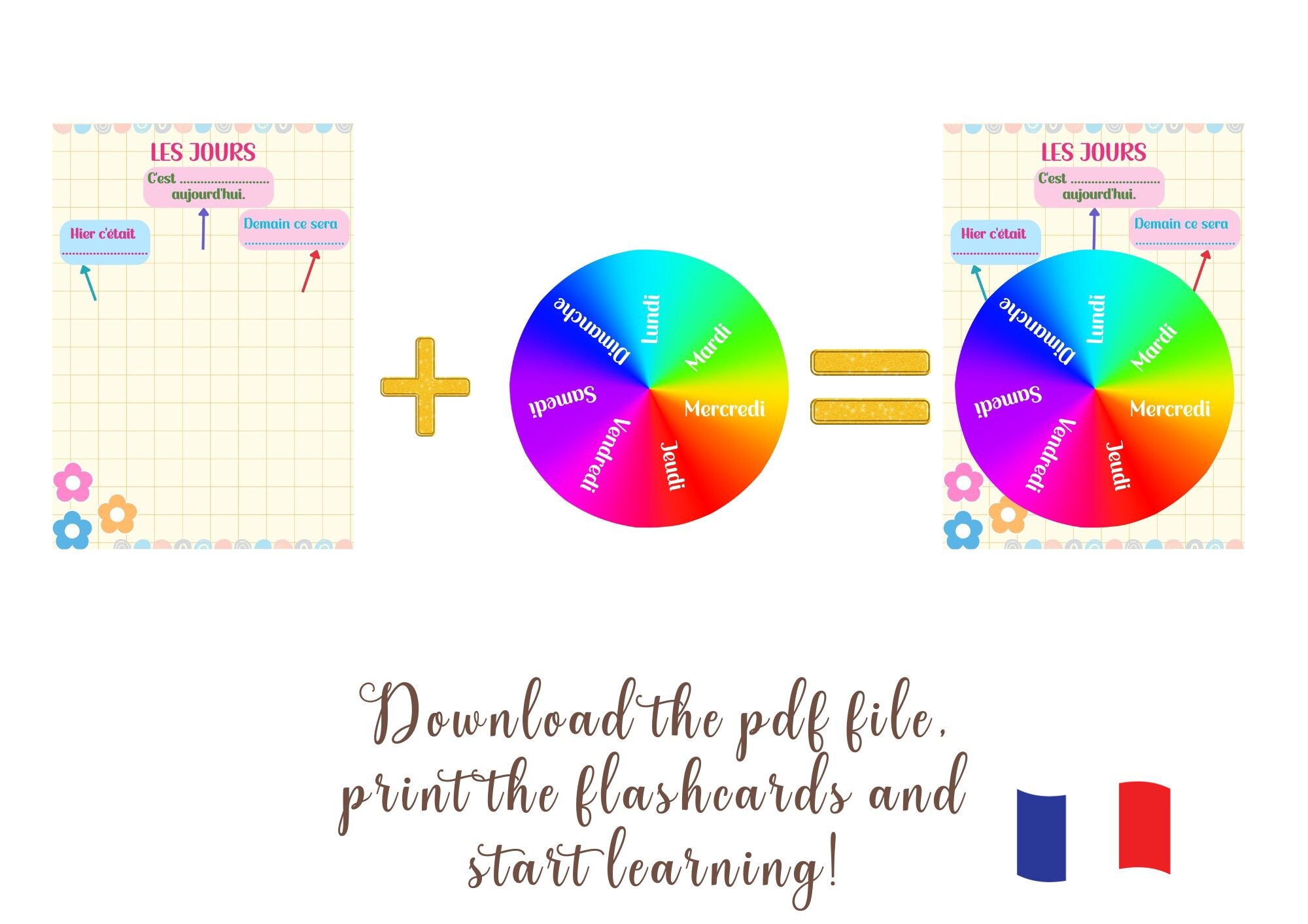 French Printable Montessori Calendar Flashcards Months of the Year ...