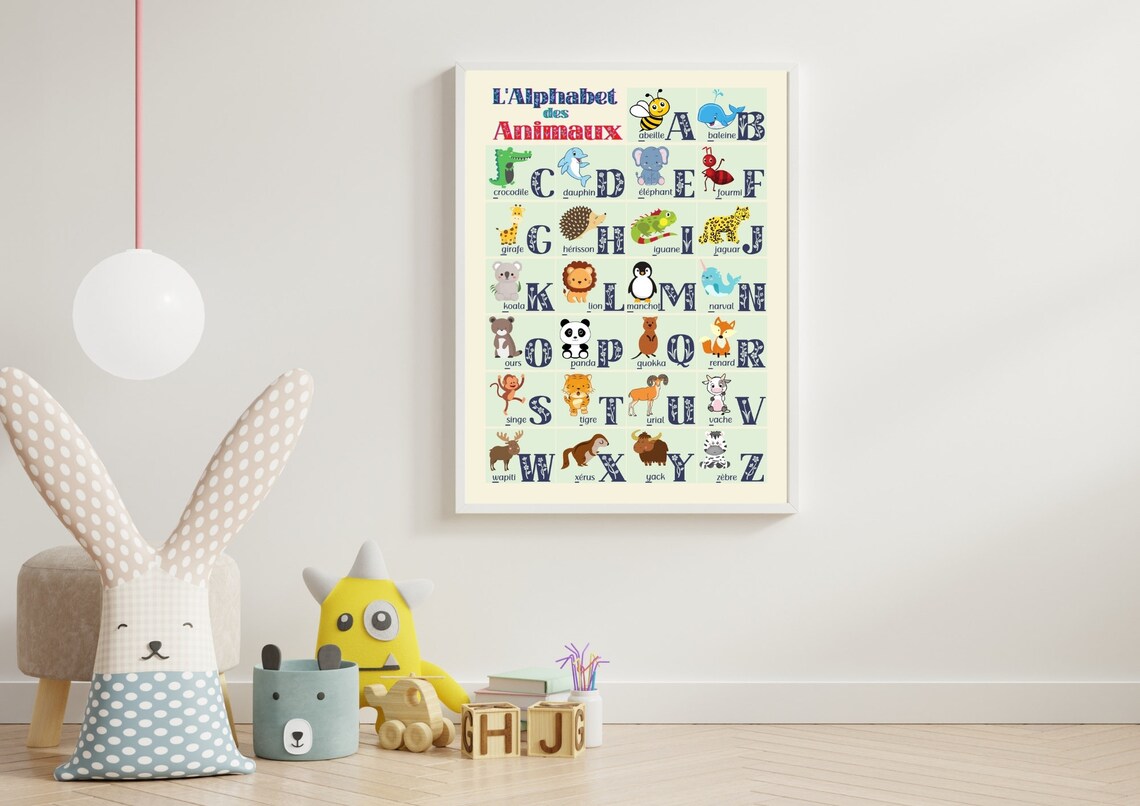 French Animal Alphabet Poster, Digital Download, French Learning Poster ...