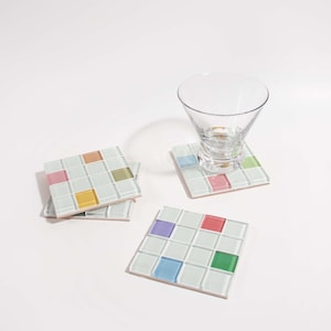 Glass Tile Coaster | Handmade Drink Coaster | Square Coaster ...