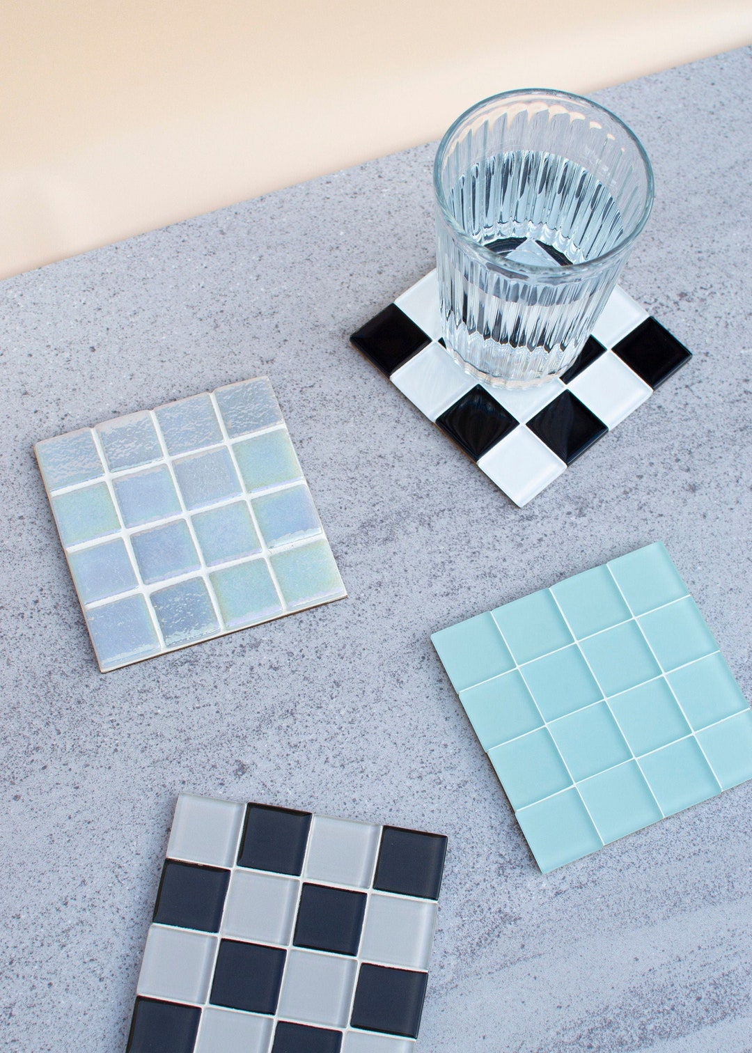 Glass Tile Coaster | Handmade Drink Coaster | Square Coaster ...