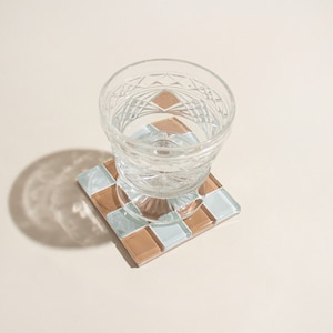 Checkered Drink Coaster Set of 4 | Glass Tile Coasters Set of 4 ...