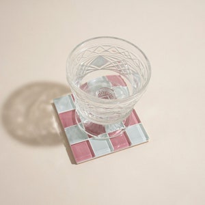 Checkered Drink Coaster Set of 4 Glass Tile Coasters Set of 4 ...