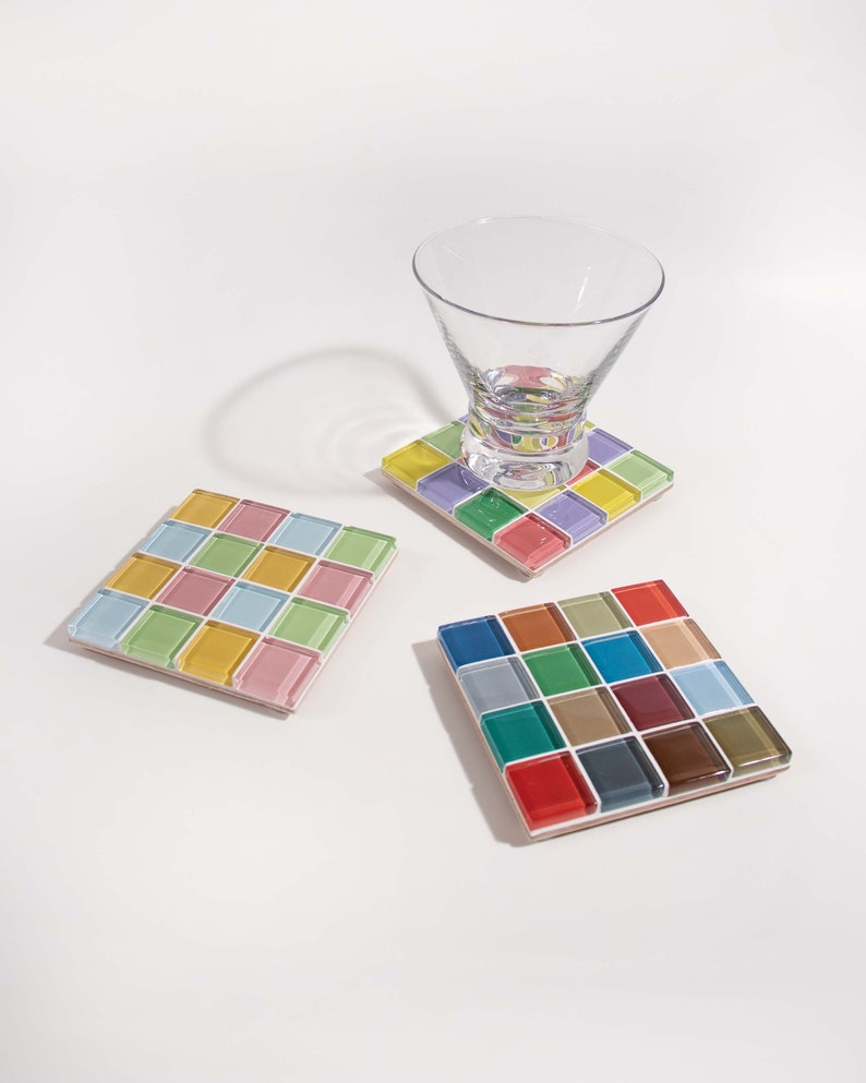 Glass Tile Coaster Handmade Drink Coaster Square Coaster - Etsy