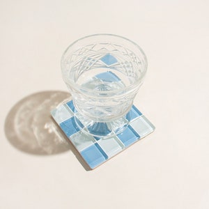 Checkered Drink Coaster Set of 4 | Glass Tile Coasters Set of 4 ...