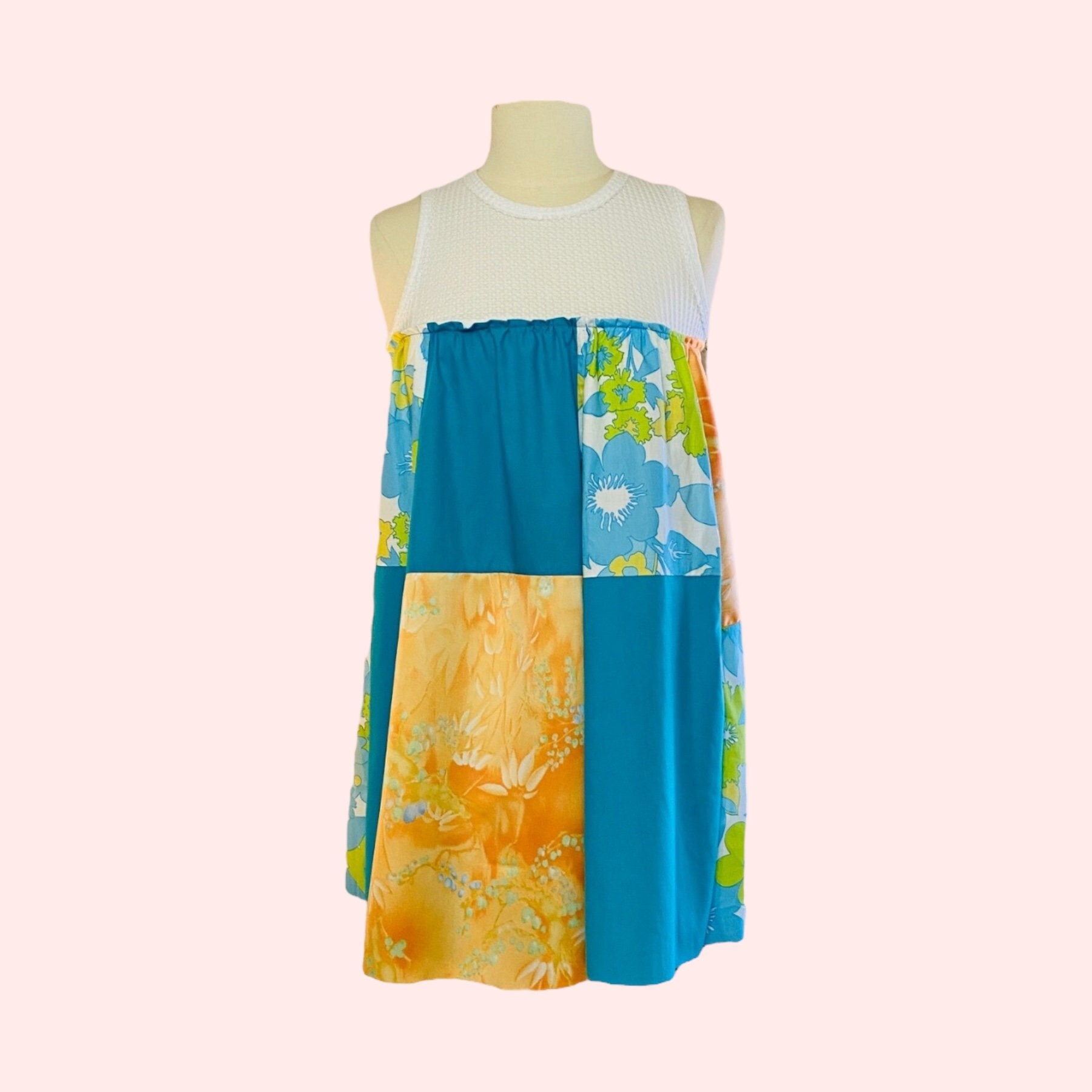 Upcycled Tank Dress Repurposed Fabric Ladies Patchwork Bohemian Sm - Etsy