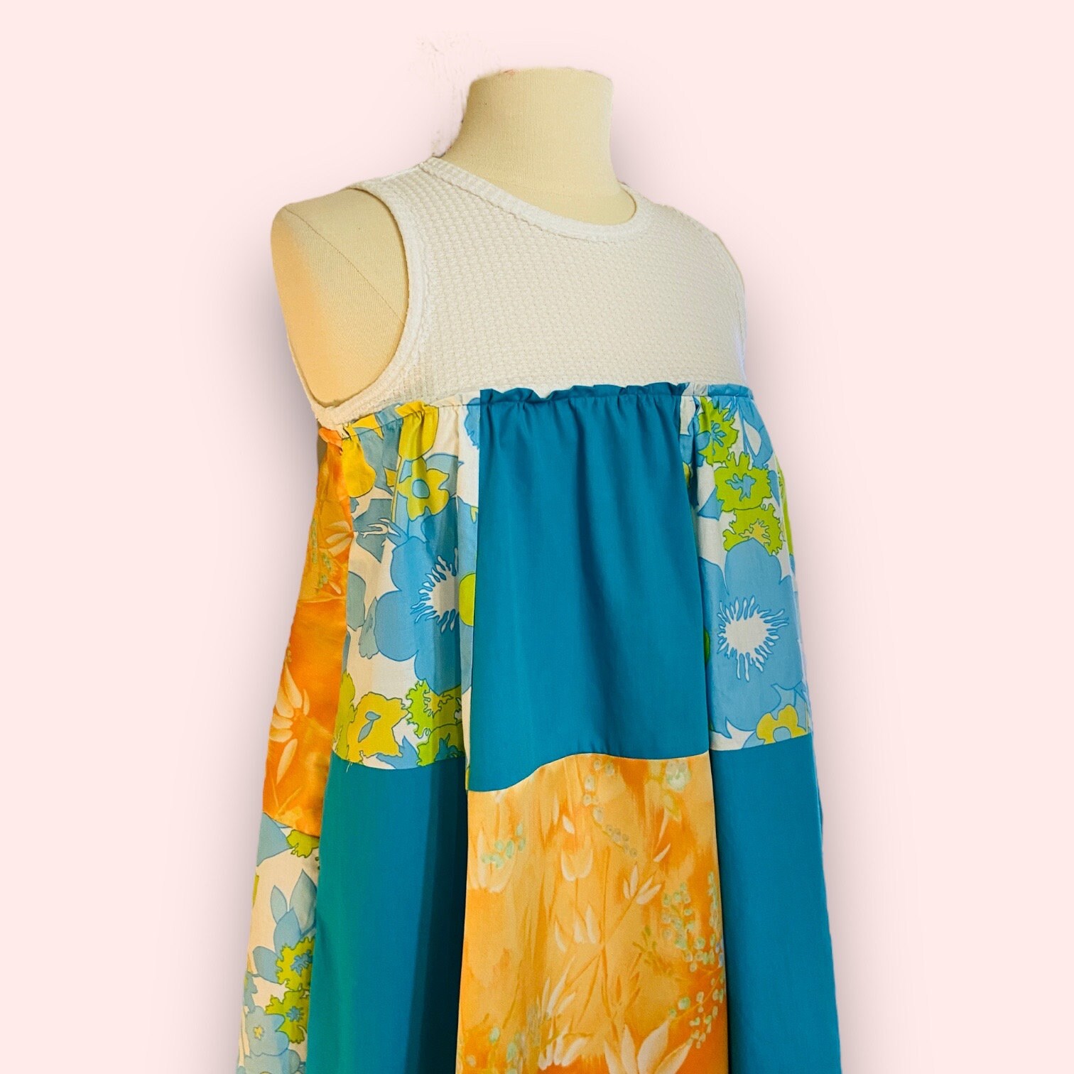 Upcycled Tank Dress Repurposed Fabric Ladies Patchwork Bohemian Sm - Etsy