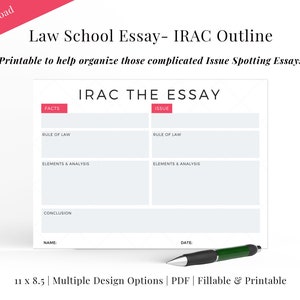 IRAC Essay Planner | Law School Study Template (fillable PDF Download ...
