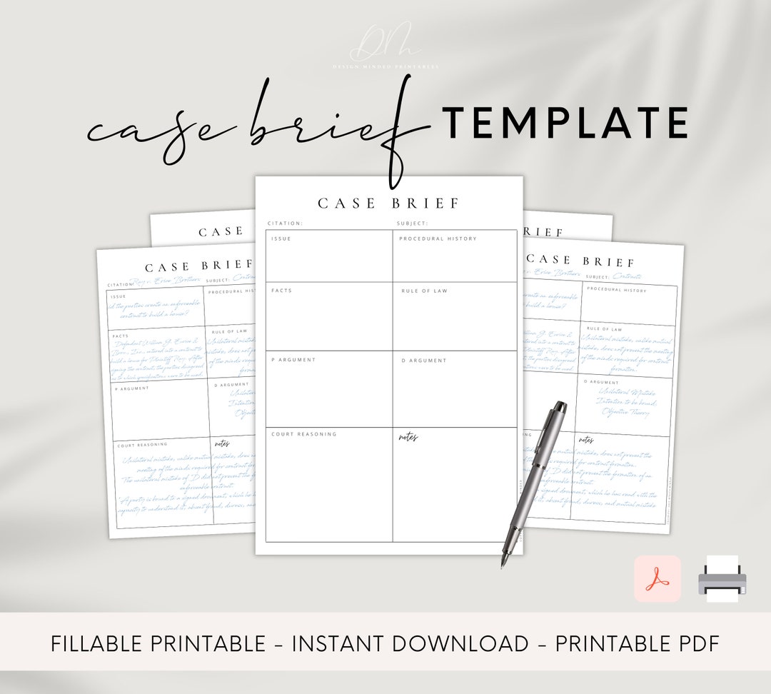 Law School Case Brief Template | Printable Legal Brief Template ...