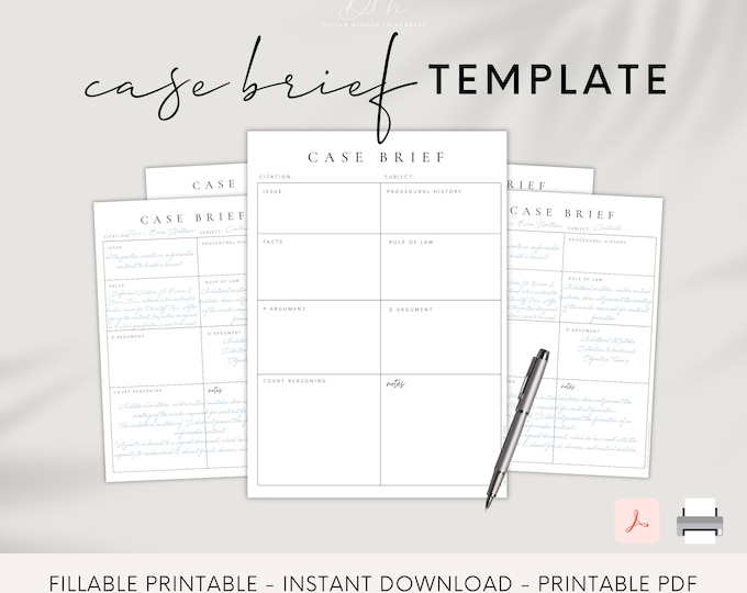 Law School Case Brief Template | Printable Legal Brief Template ...