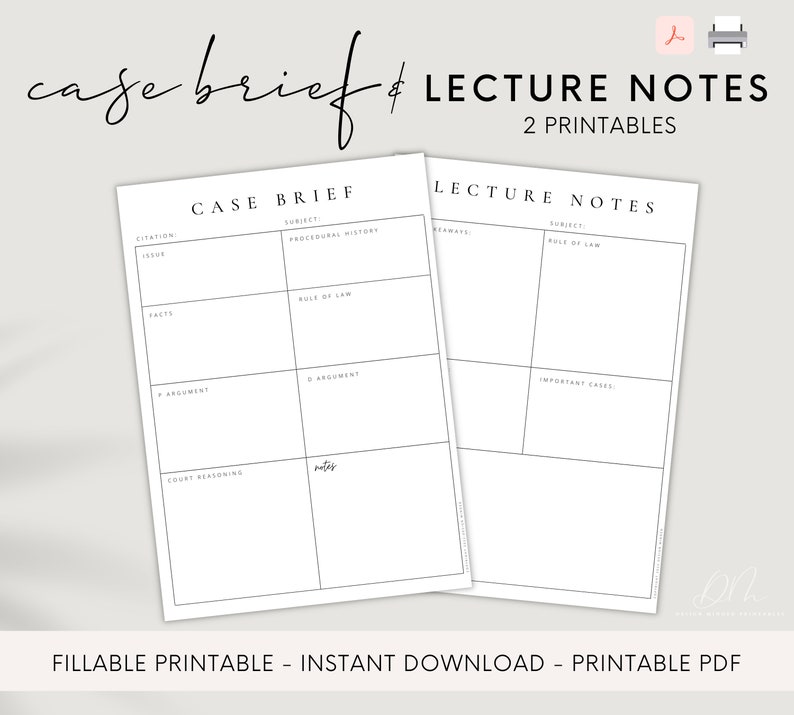 Case Brief Template and Class Lecture Notes Template | Law School ...