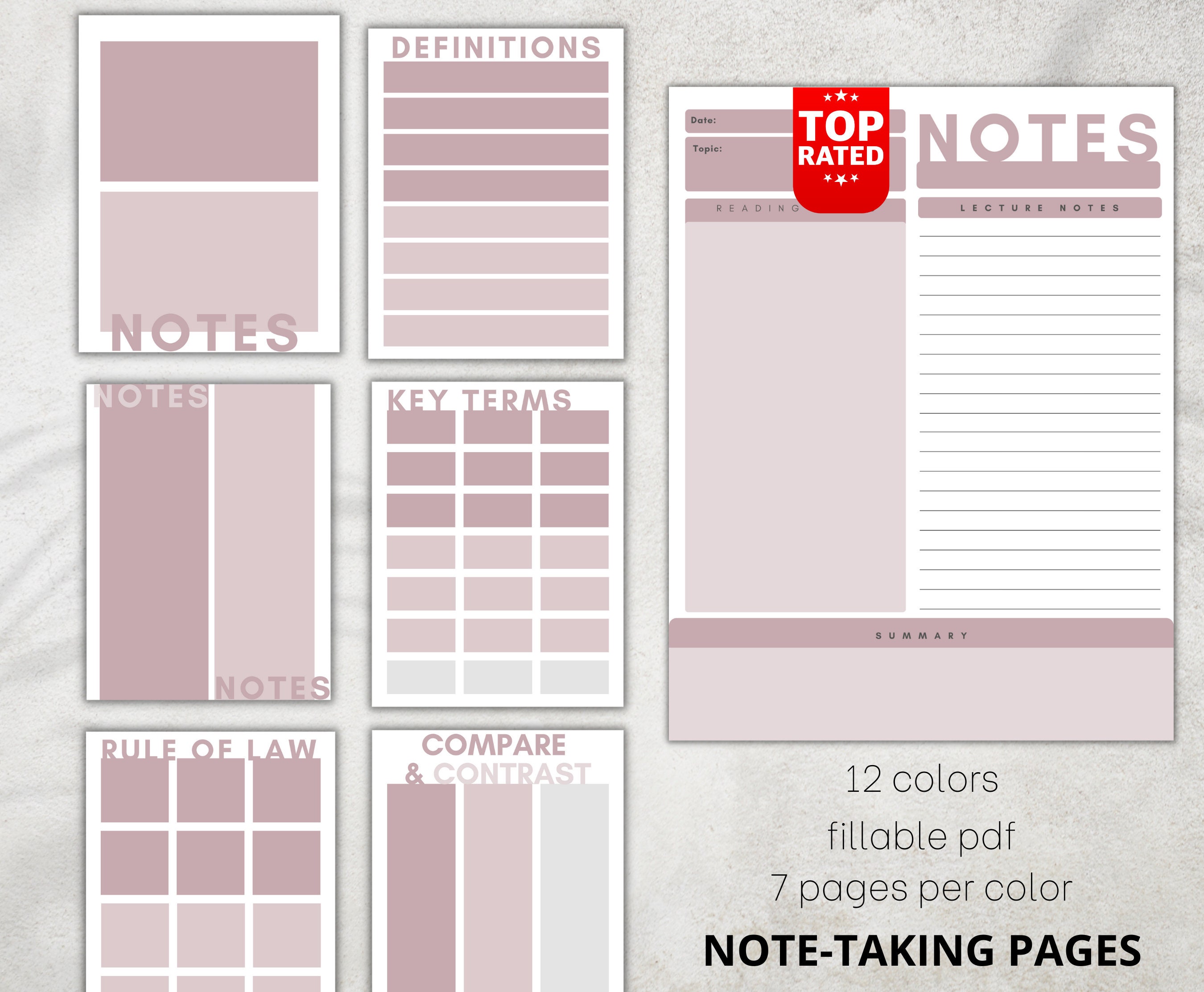 84 Page Note Taking Template Bundle | Law | Grad School | Printable ...