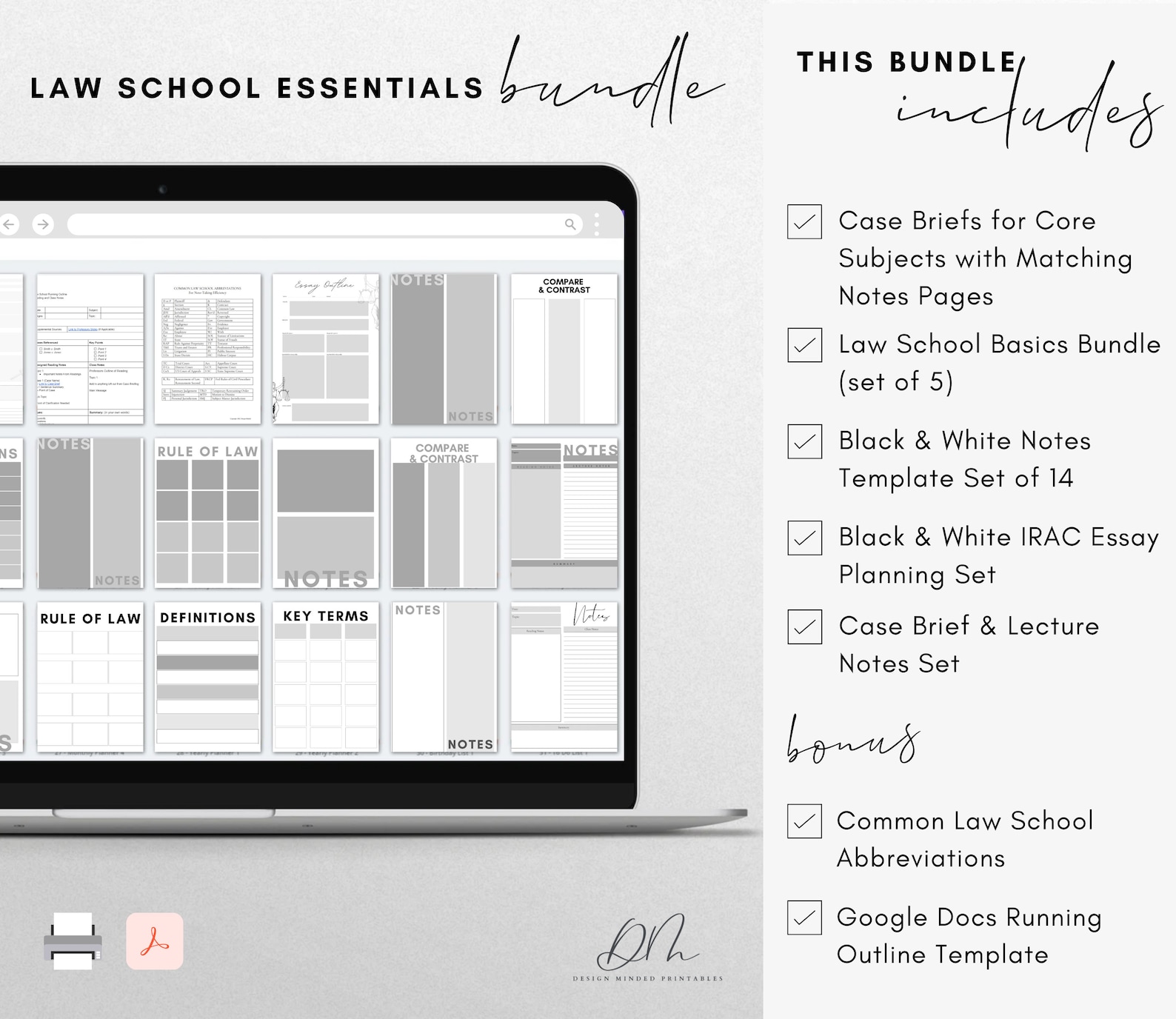Law School Bundle Essentials | Case Brief Template | Printer Friendly ...