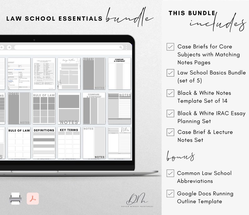 Law School Bundle Essentials | Case Brief Template | Printer Friendly ...
