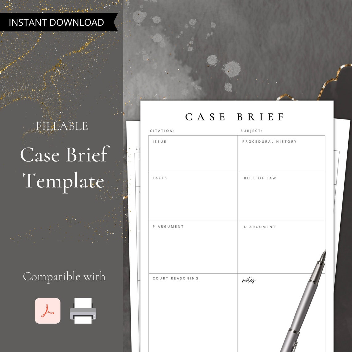 Law School Case Brief Template Printable Legal Brief - Etsy
