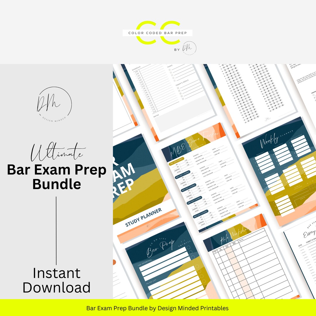 Bar Exam Prep & Study Planner MBE Bundle | Bar Exam Study Aide | Exam Success | Law Study ...