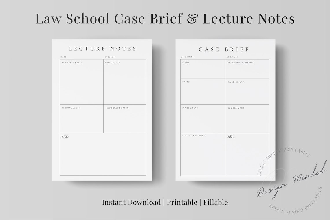 Case Brief Template and Class Lecture Notes Template Law - Etsy