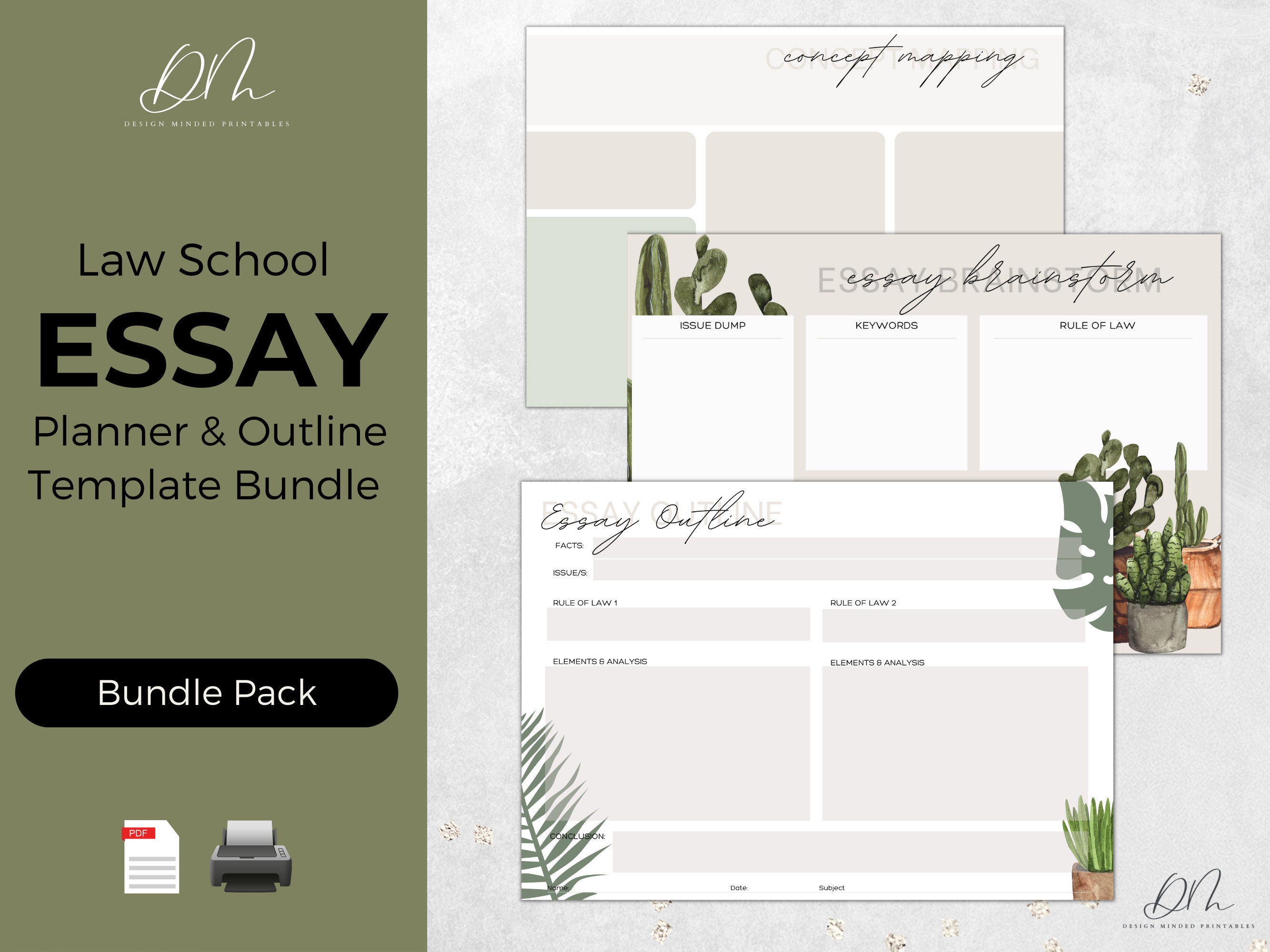 Law School IRAC Essay Planner BUNDLE Set of 3 Template Law School Essay ...