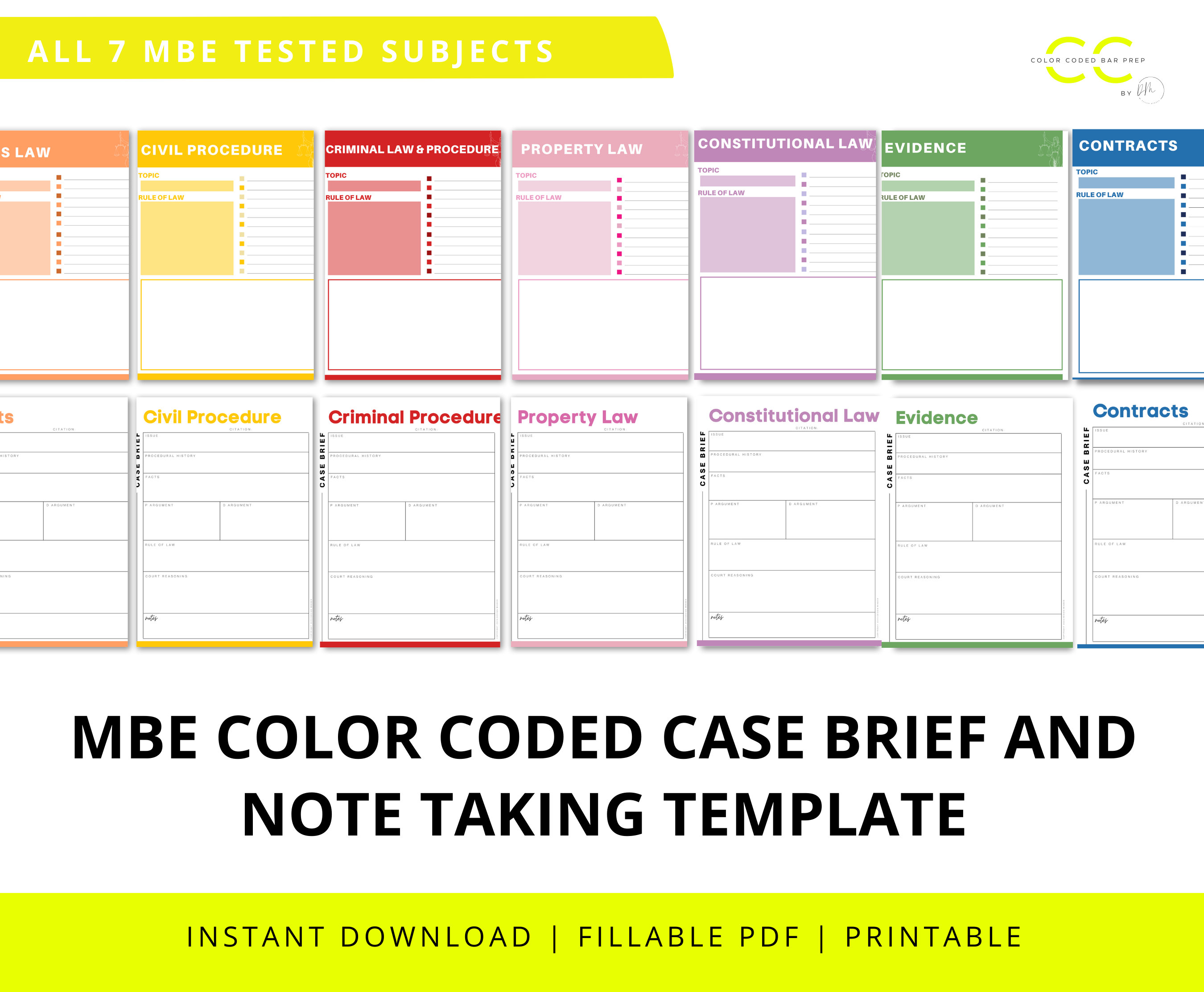 MBE Bar Exam-color Coded Case Brief and Notes (Instant Download) - Etsy