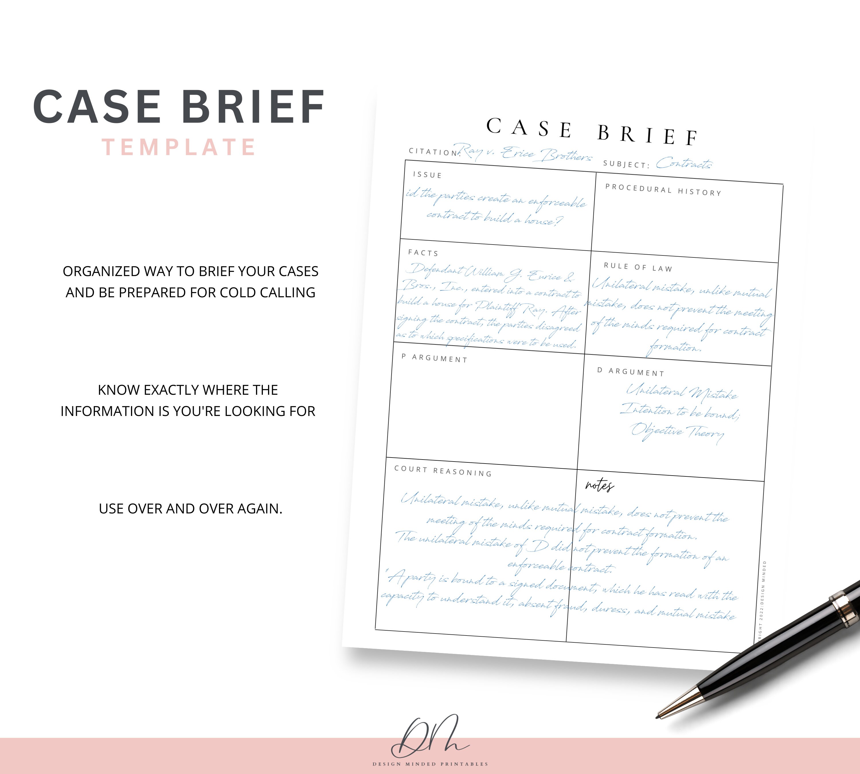 Law School Basics Bundle Case Brief Template Printable Fillable PDF ...