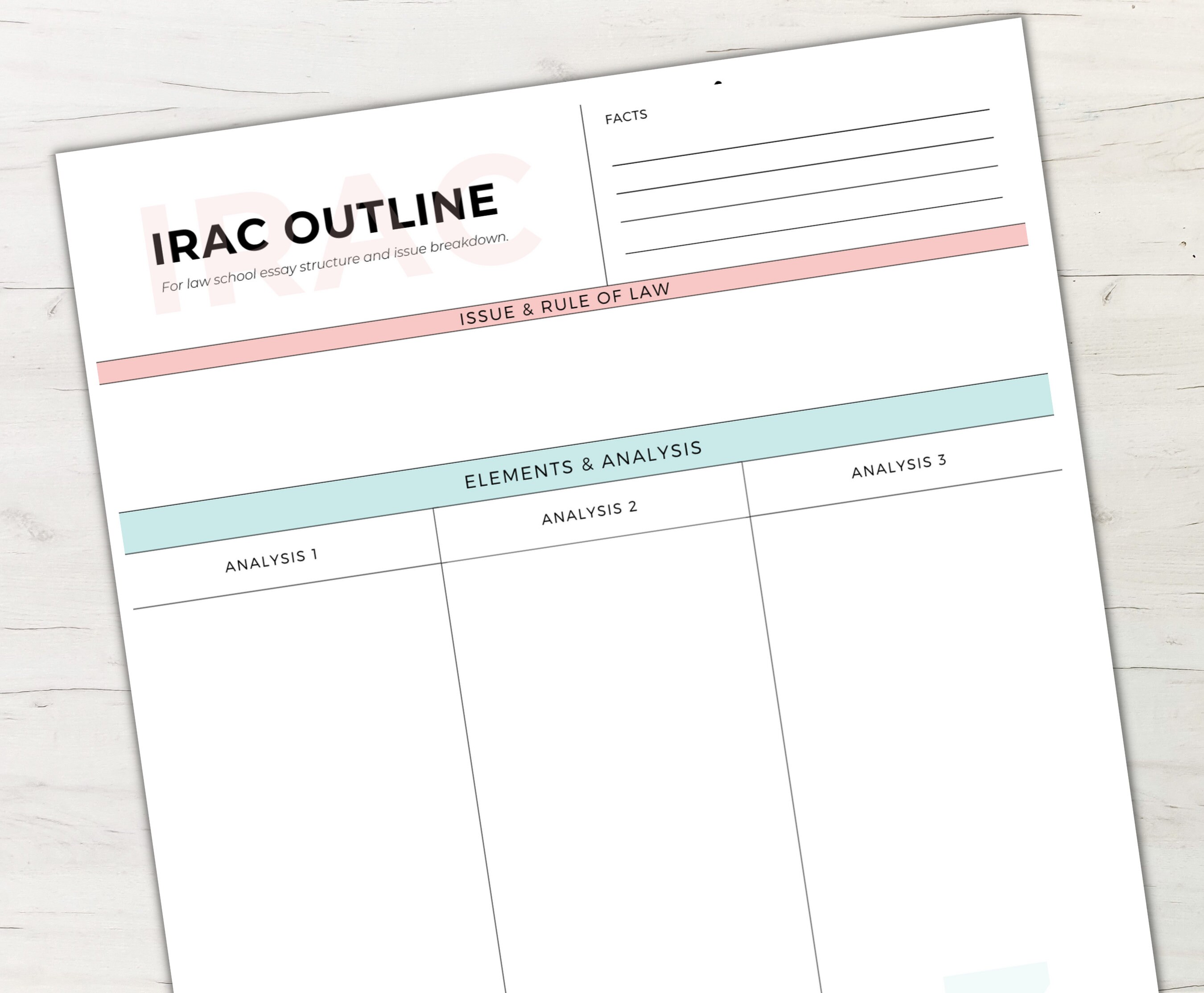 Law School IRAC Essay Outline | Printable | Instant Download | Fillable ...