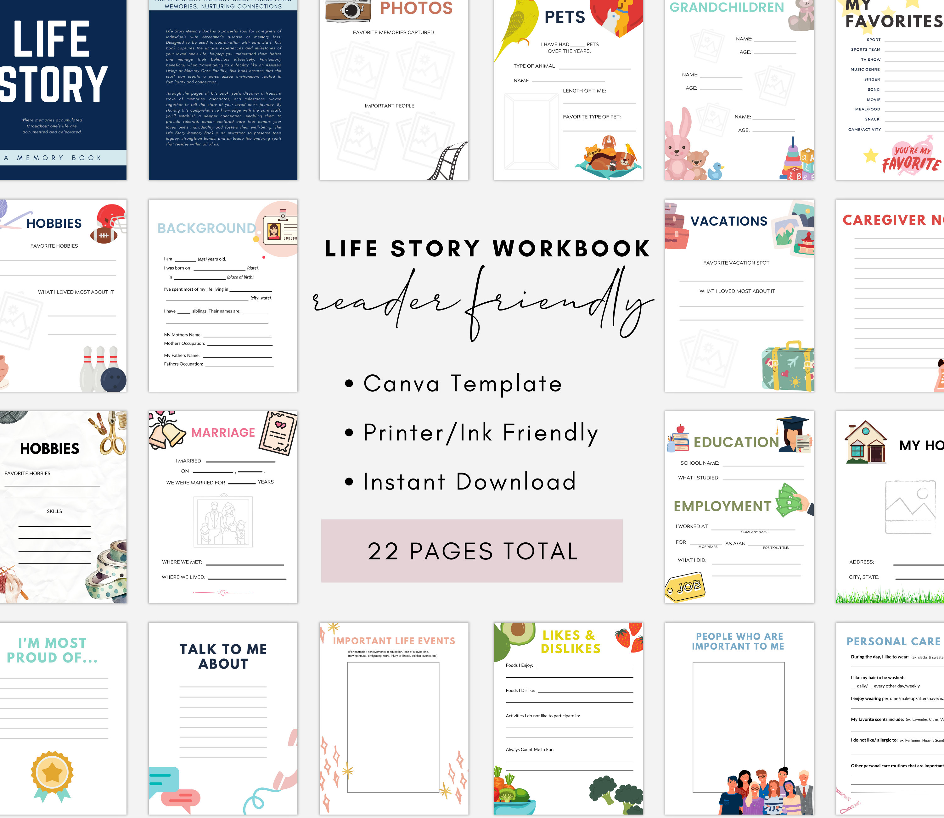Life Story Printable Workbook | Perfect for Alzheimers Caregiving ...