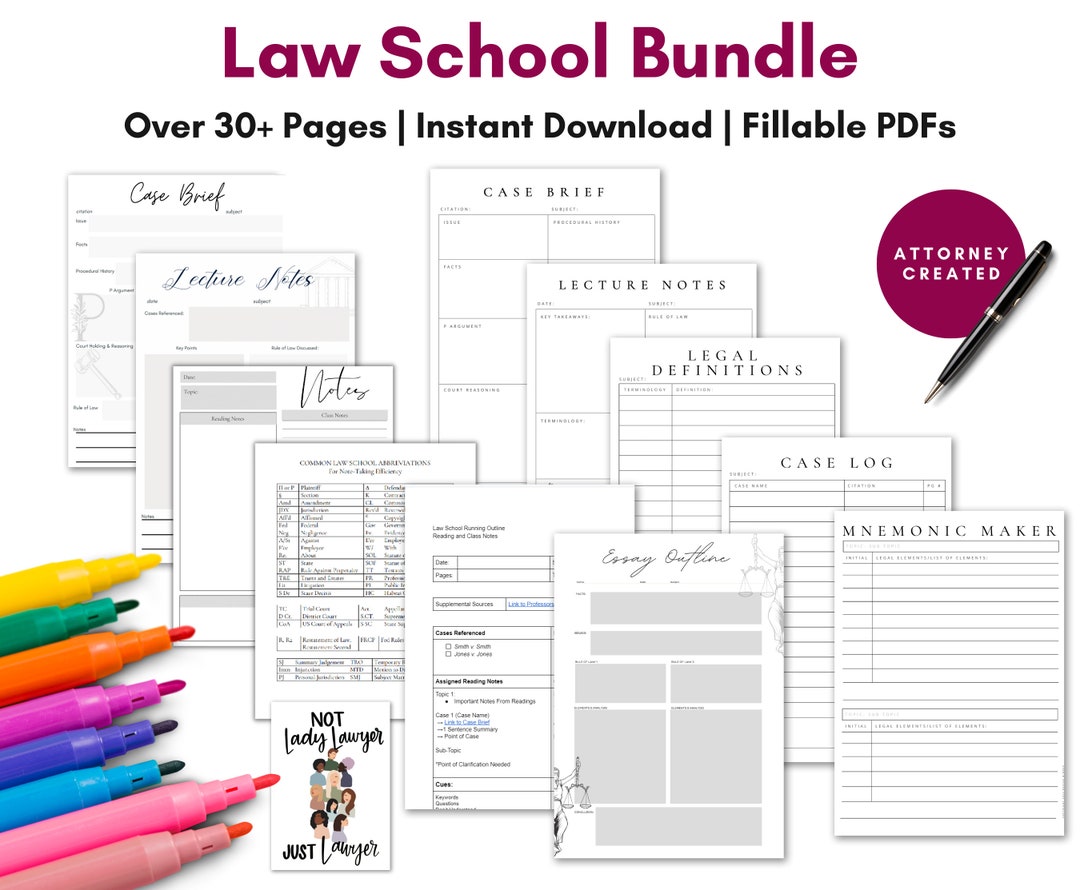 Law School Bundle Essentials Case Brief Template Black and - Etsy