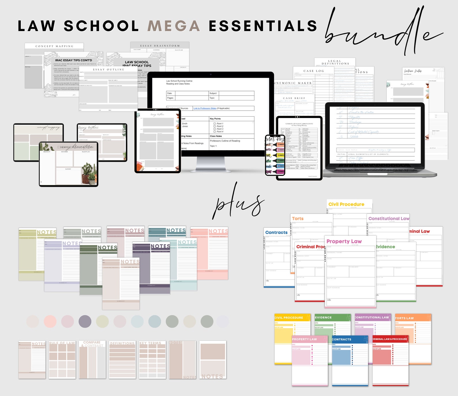 Law School Essentials Bundle | Case Brief, Notes, Essay Planner ...