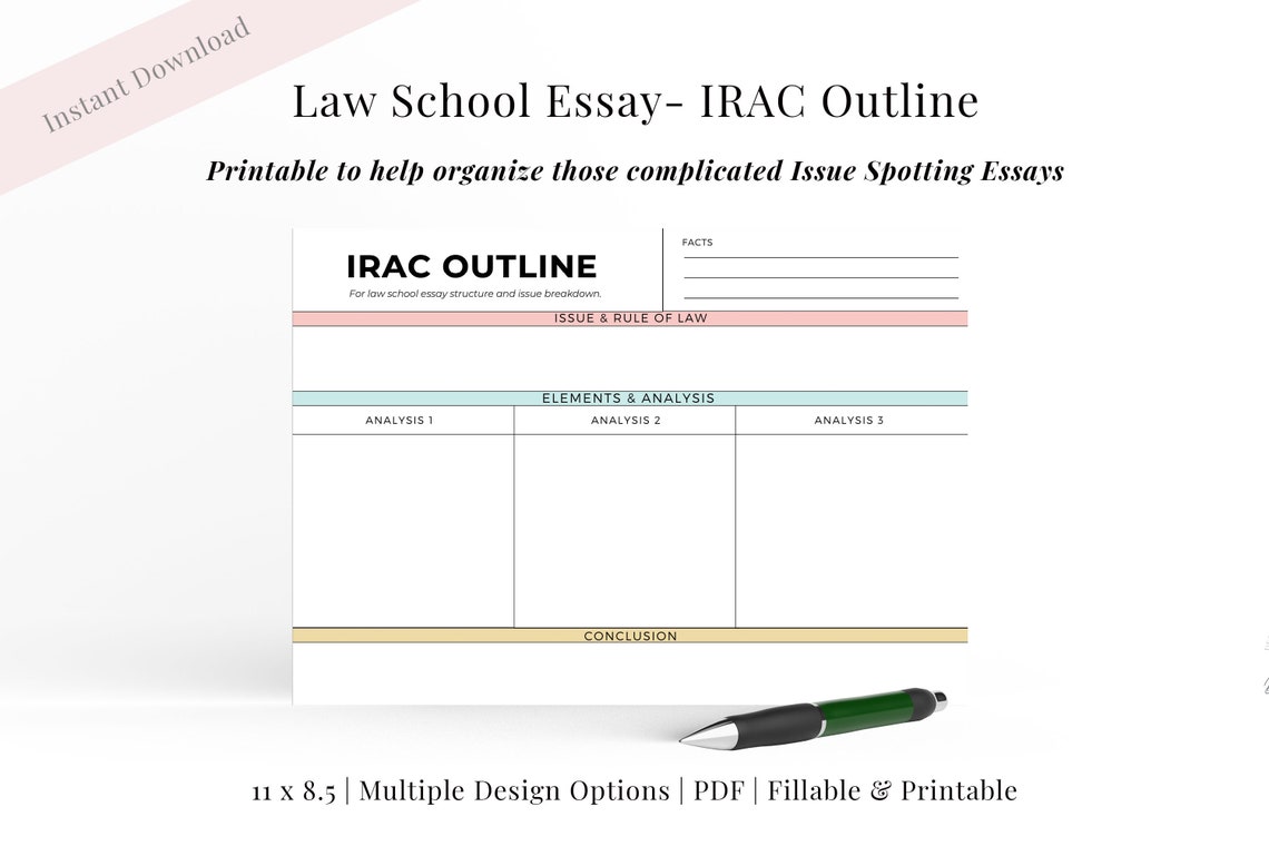 Law School IRAC Essay Outline | Printable | Instant Download | Fillable ...