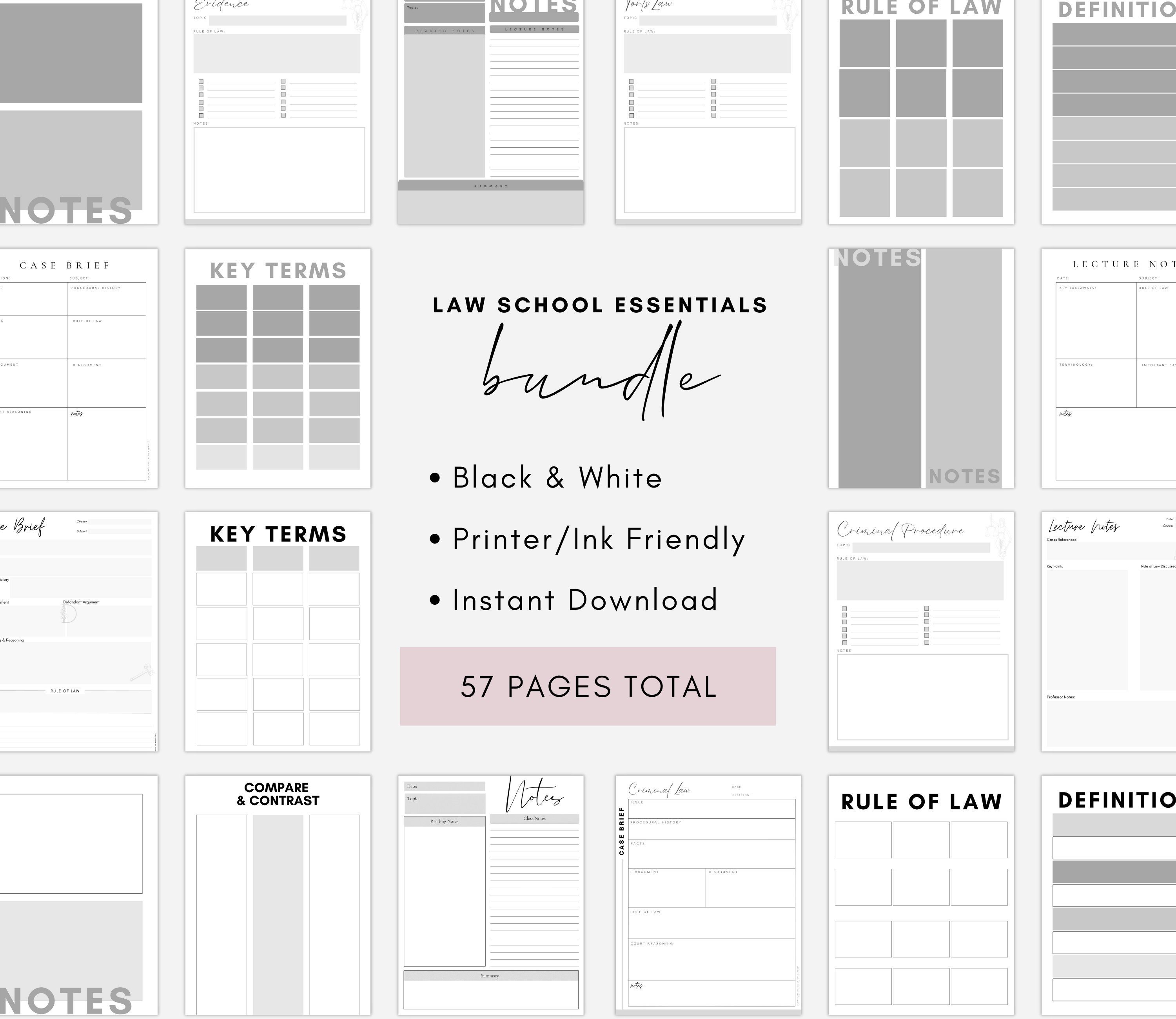 Law School Bundle Essentials | Case Brief Template | Printer Friendly ...