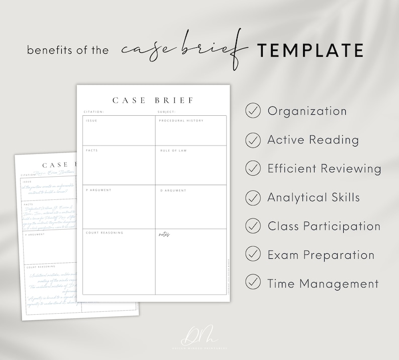 Law School Case Brief Template | Printable Legal Brief Template | Instant Download | Fillable ...