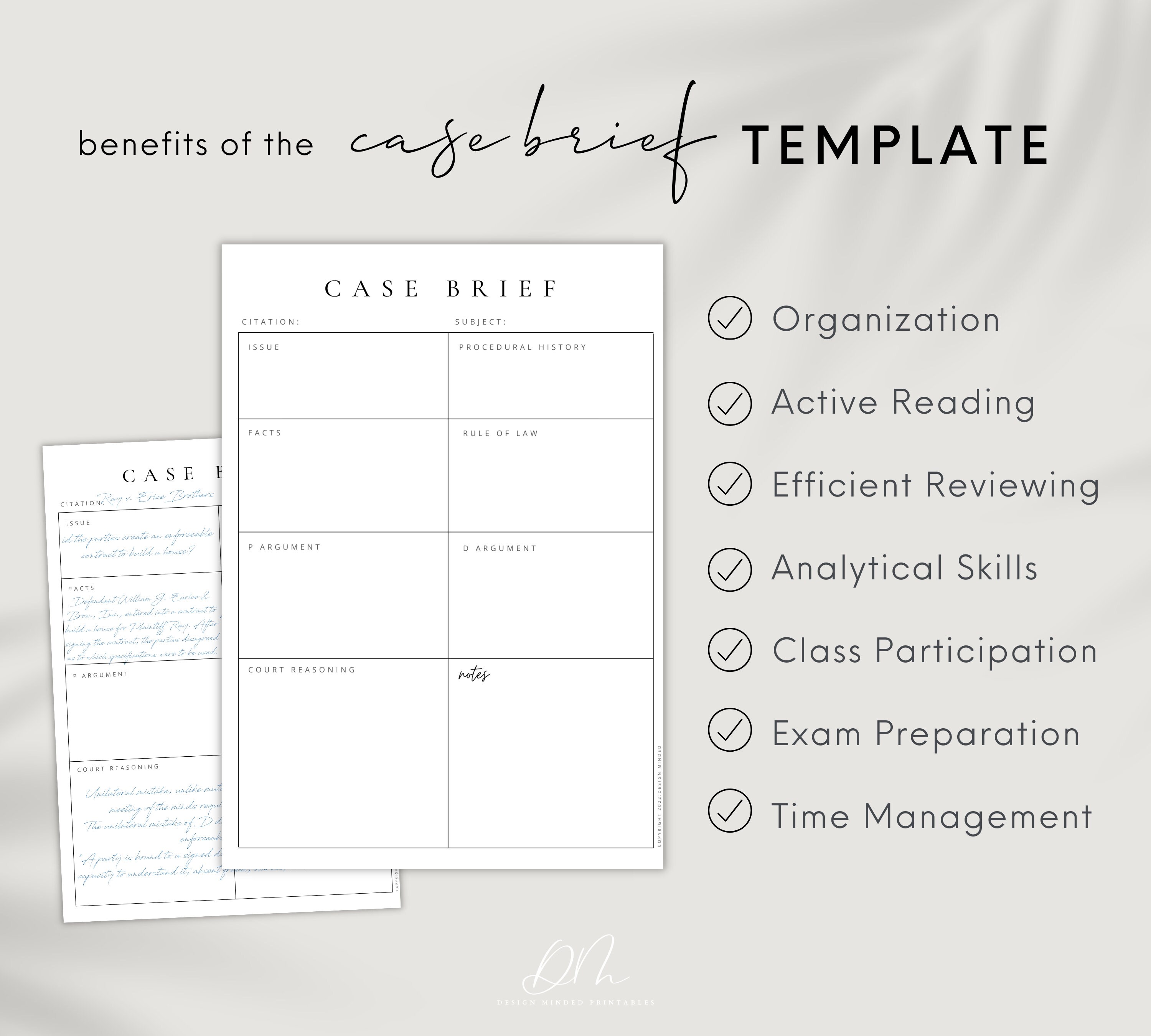 Law School Case Brief Template | Printable Legal Brief Template ...