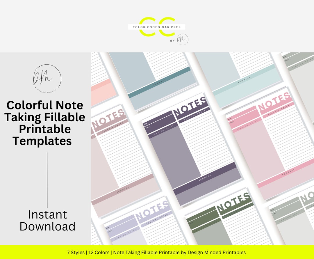 84 Page Note Taking Template Bundle | Law | Grad School | Printable ...