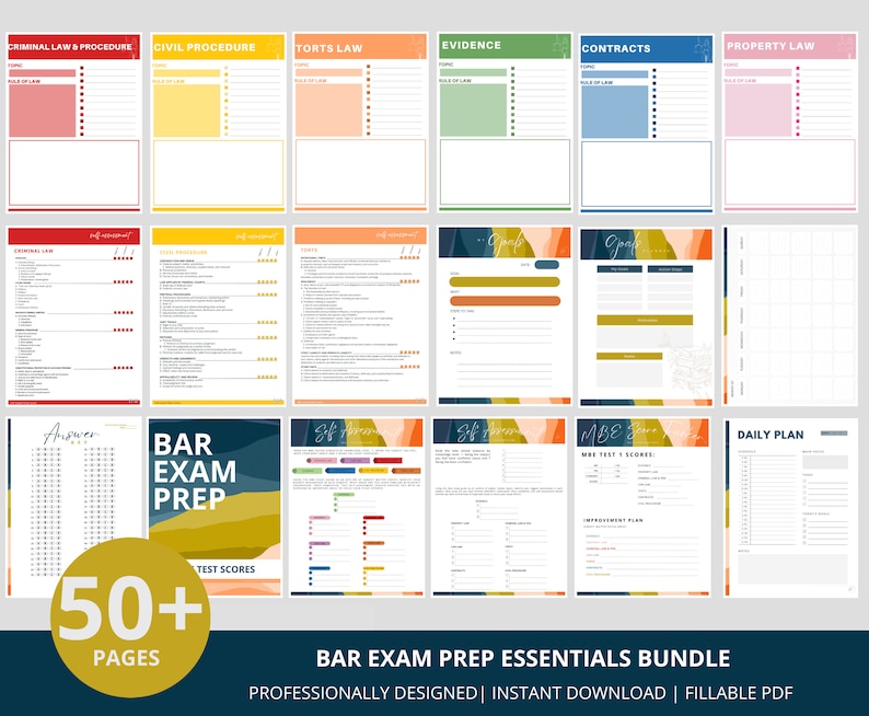 Bar Exam Prep & Study Planner MBE Bundle Bar Exam Study Aide - Etsy