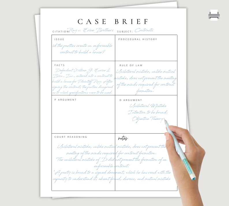 Law School Case Brief & Lecture Notes Template (fillable PDF) - Etsy