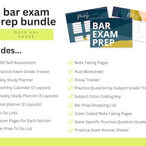 Bar Exam Prep & Study Planner MBE Bundle | Bar Exam Study Aide | Exam ...