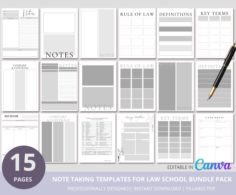 Law School Bundle Essentials Case Brief Template Black and - Etsy
